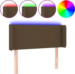 Čelo postele s LED tmavě hnědé 83 x 16 x 78/88 cm textil 3122933