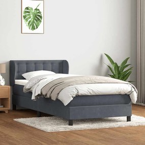 Box spring postel s matrací tmavě šedá 80x220 cm samet 3317884