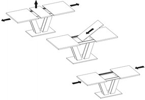 Rozkládací jídelní stůl Moteon 150x90 cm,dub artisan/šedý,podnož V