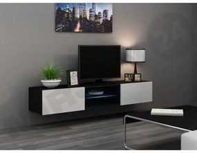TV stolek Zigo Glass 180, Osvětlení: osvětlení LED - bílé, Barva: šedá / šedá lesk