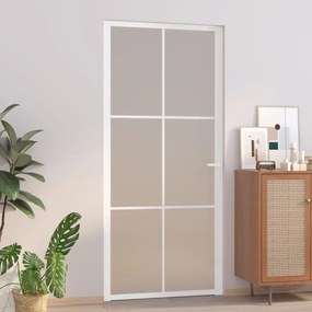 vidaXL Interiérové dveře 93 x 201,5 cm bílé matné sklo a hliník