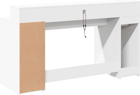 Psací stůl s LED světly bílý 160 x 55 x 91 cm kompozitní dřevo 3309429