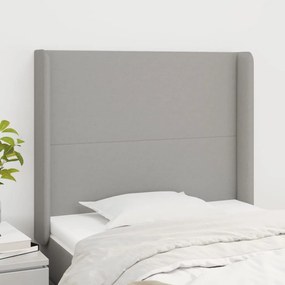 Čelo postele typu ušák světle šedé 83x16x118/128 cm textil 3119274