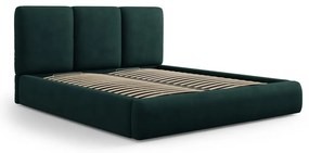 Tmavě zelená čalouněná dvoulůžková postel s úložným prostorem s roštem 160x200 cm Brody – Mazzini Beds