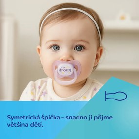 Canpol babies Dudlík svítící silikonový symetrický NIGHTGLOW 0-6m 2ks holka