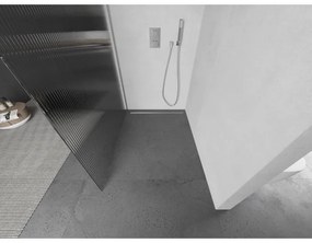 Mexen Kioto L, sprchová zástěna Walk-In 100 x 200 cm, 8mm sklo s žebrovým vzorem, broušená ocel profil, 800-100-103-97-09
