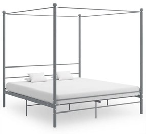 Rám postele s nebesy šedý kovový 200 x 200 cm - Default Title