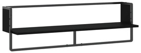 Nástěnná police s tyčí černá 100 x 25 x 30 cm - Default Title