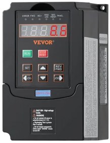 VEVOR VFD 1HP, 0,75 kW, 3,5 A, 1 nebo 3 fázový vstup 220 V na 3 fázový výstup 220 V, frekvenční měnič, vstup 40–60 Hz, výstup 0–400 Hz, VFD pro řízení otáček vřetena CNC
