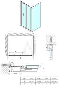 Polysan EASY LINE obdélníkový sprchový kout 700x800mm, skládací dveře, L/P varianta, čiré sklo EL1970EL3215