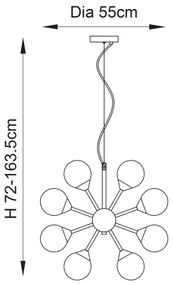 Endon 76499 - Lustr na lanku OSCAR 28xG9/18W/230V zlatá