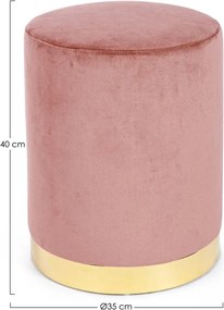 Tmavě růžový sametový taburet Lucilla – Yes Everyday