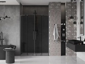 Mexen Velar L Duo, posuvné sprchové dveře do otvoru 160 cm, 8mm šedé sklo, broušený grafit, 871-160-003-42-95