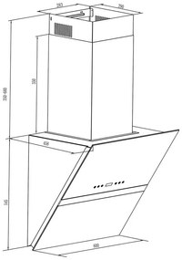 Klarstein Aurea VII, bílý, 195 W, 60 cm, 550 m3/h, odsavač par, volný prostor pro hlavu, dotykový, sklo