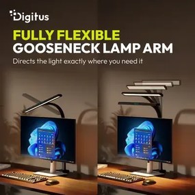 LED stolní lampička s klipem černá / Stolní lampička / 50 cm / 1025 lm