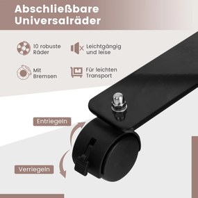 Costway Šestidílný skládací paraván na kolečkách 172 cm, černý