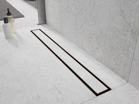 Mexen Flat, lineární podlahový žlab 90 cm, M13, růžové zlato, 1610090-15