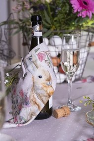 Béžový bavlněný ubrus s králíčkem Happy Bunny - 100*100 cm