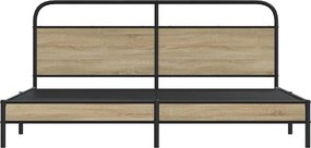 Kovový rám postele bez matrace kouřový dub 200 x 200 cm 3318672
