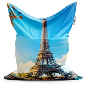 Sablio Sedací vak Classic Paříž Eifellova věž Flowers - 200x140 cm