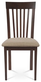 AUTRONIC Jídelní židle, masiv buk, barva ořech, látkový béžový potah BC-3950 WAL