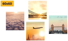 Set obrazů Londýn s východem slunce - 4x 40x40 cm