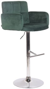Barová židle Haworth - samet - chromovaný rám | tmavě zelená