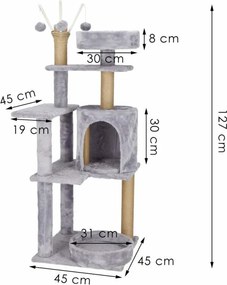 Škrabadlo pro kočky - Domeček s odpočívadly 5 pater 127 cm SPRINGOS PA1048