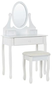 Toaletní stolek se 3 zásuvkami a stoličkou bílý ASTRE Beliani