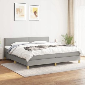 Box Spring Postel S Matrací Textil Světle Šedá Hladké s hřebíky 200 x 200