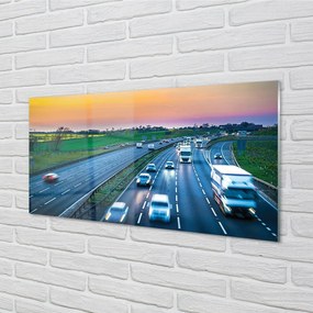 Obraz na skle Car silnice nebe 125x50 cm