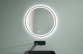 CERANO - Koupelnové LED zrcadlo Rivo, kovový rám - černá matná - Ø 80 cm