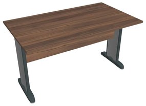 Stůl jednací rovný 140 cm - Hobis Cross CJ 1400 Dekor stolové desky: ořech, Dekor lamino podnože: ořech, Barva nohou: černá
