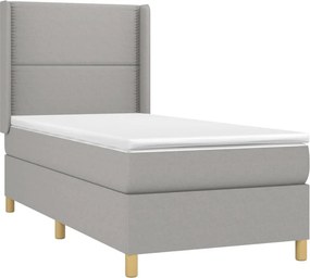 Box spring postel s matrací a LED světle šedá 100x200 cm textil 3138773