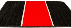 Koupelnový kobereček COMO červený / černý, pruhy