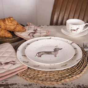 Porcelánový dezertní talíř s jezevčíkem Dachshund Love - Ø 20cm