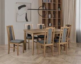 Drewmix jídelní sestava DX 11 odstín dřeva (židle + nohy stolu) bílá, odstín lamina (deska stolu) grandson, potahový materiál látka