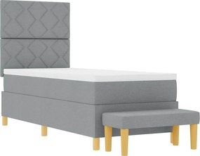 Postel s boxspringem s čelo Světle šedá 200 x 80 cm textil 3344331