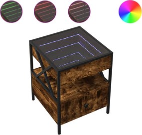 Noční stolek s Infinity LED kouřový dub 40 x 40 x 51 cm 3284103