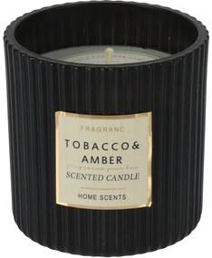 Svíčka v černém skle 250 g vůně tabáku a sladkého dřeva, 9 cm