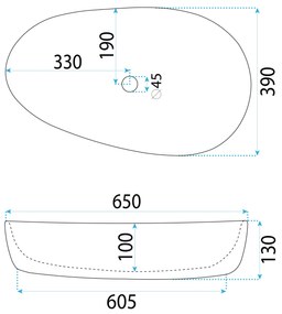 Umyvadlo na desku REA SANDRA bílé