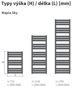 Isan Mapia Sky 1245 x 500 mm koupelnový radiátor bílý