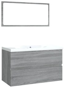 vidaXL Sada koupelnového nábytku šedá sonoma kompozitní dřevo