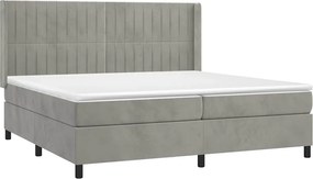 Box spring postel s matrací světle šedá 200x200 cm samet 3132819