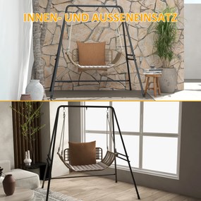 Outsunny Houpací Křeslo Stojan Houpací Síť z Oceli pro Houpací Křeslo max. 150 kg Nosnost pro Vnitřní i Venkovní Použití Černá 178 x 143 x 180 cm