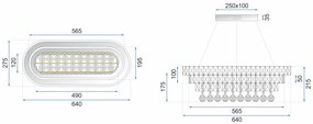 Toolight, Křišťálové závěsné stropní svítidlo LED 102W + dálkové ovládání APP417-CP, chromová, OSW-65015