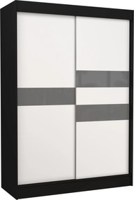 ADRK Furniture Skříň s posuvnými dveřmi a lacobelem BATIA 150 SW-BAT-B+W+GL-150+A514