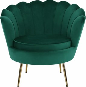 Křeslo ve stylu Art-deco, smaragdová Velvet látka / gold chrom-zlatý, NOBLIN