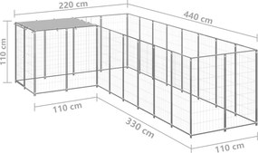 vidaXL Psí kotec 6,05 m² ocel [3082231] Barva: Stříbrná