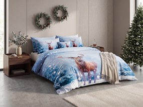 3D Bavlněné povlečení SNOWY DEER modré + povlak na polštářek 40x50 cm zdarma Rozměr povlečení: 70 x 90 cm | 140 x 200 cm